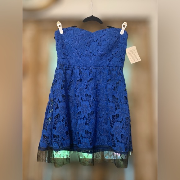 Boston Proper | Dresses | Boston Proper Royal Blue Strapless Floral ...